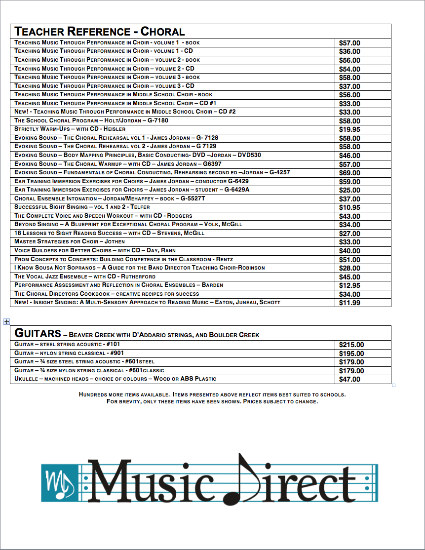 Catalogue – Music Direct Ltd